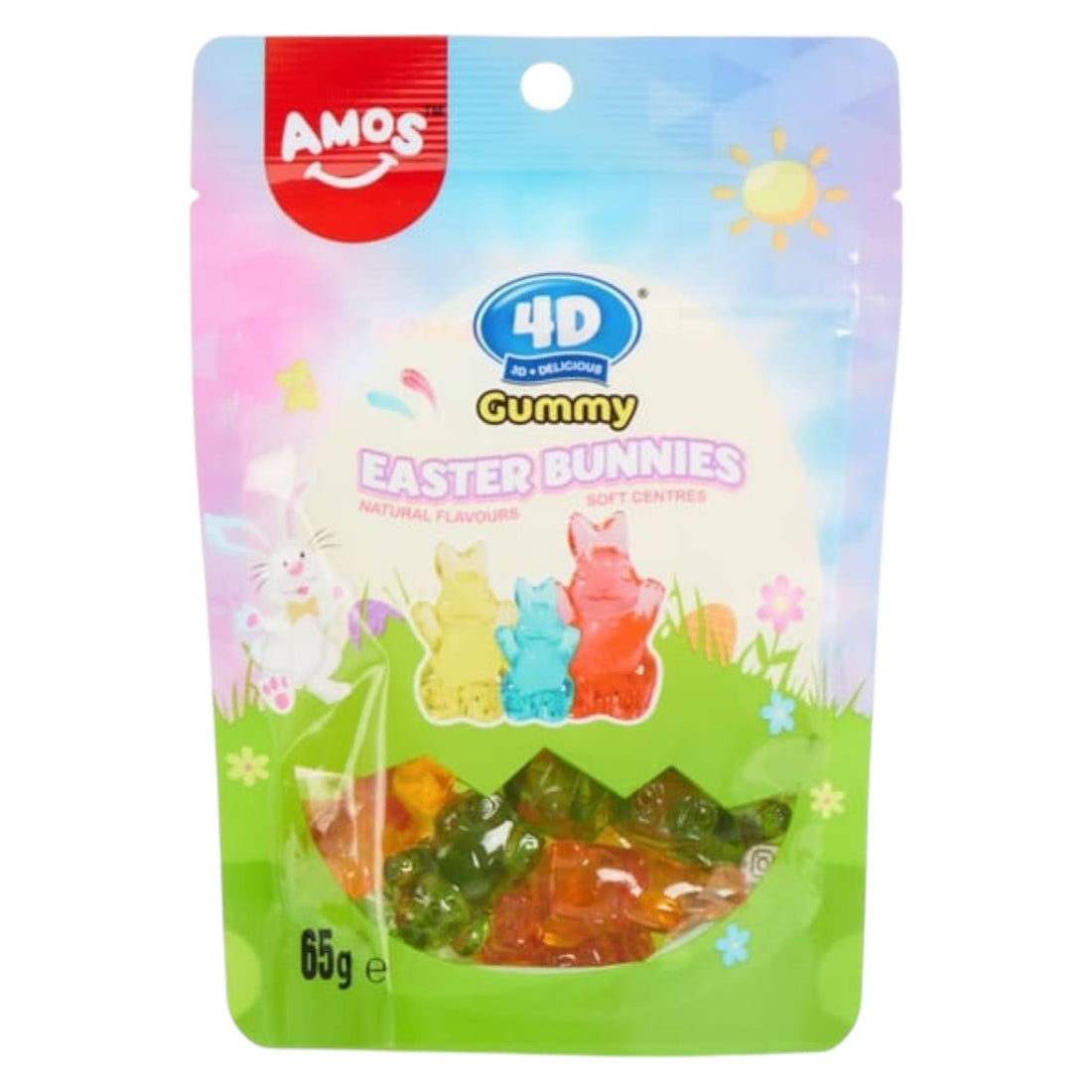 AMOS 4D Gummy Easter Bunnies – Fruity Soft Gummies (65g)