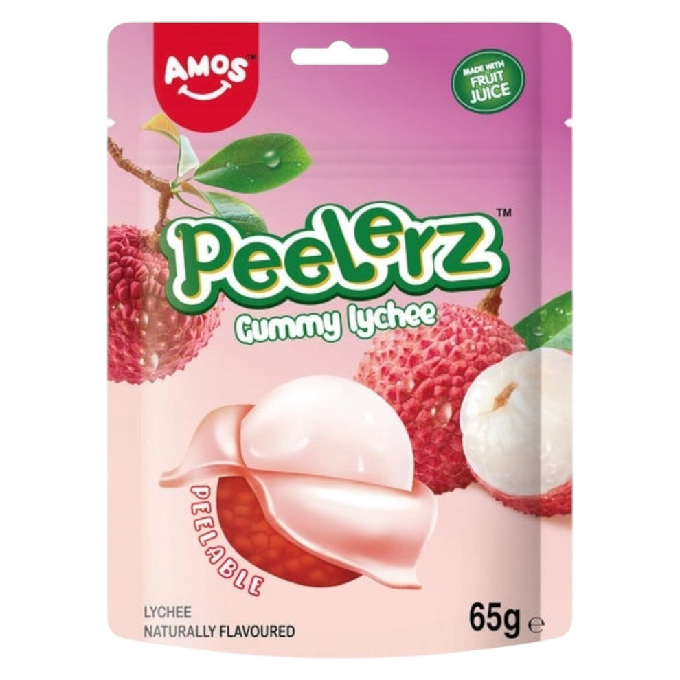 Amos Peelerz Gummy Lychee Sweets - 65g | Peelable Gummies