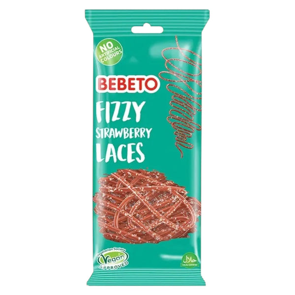 Bebeto Fizzy Strawberry Laces – Tangy Strawberry Sweets