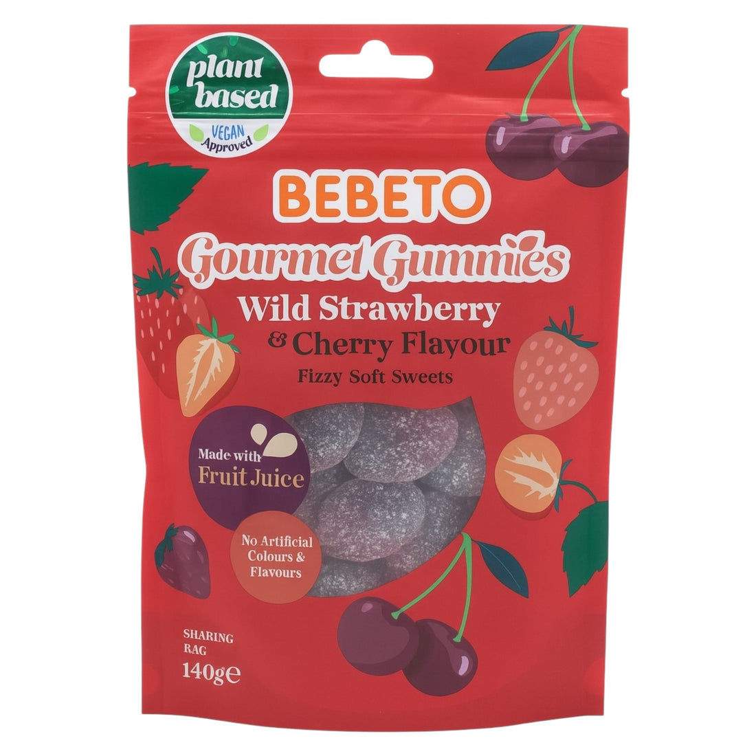 Bebeto Gourmet Gummies – Strawberry & Cherry Sweets (140g)
