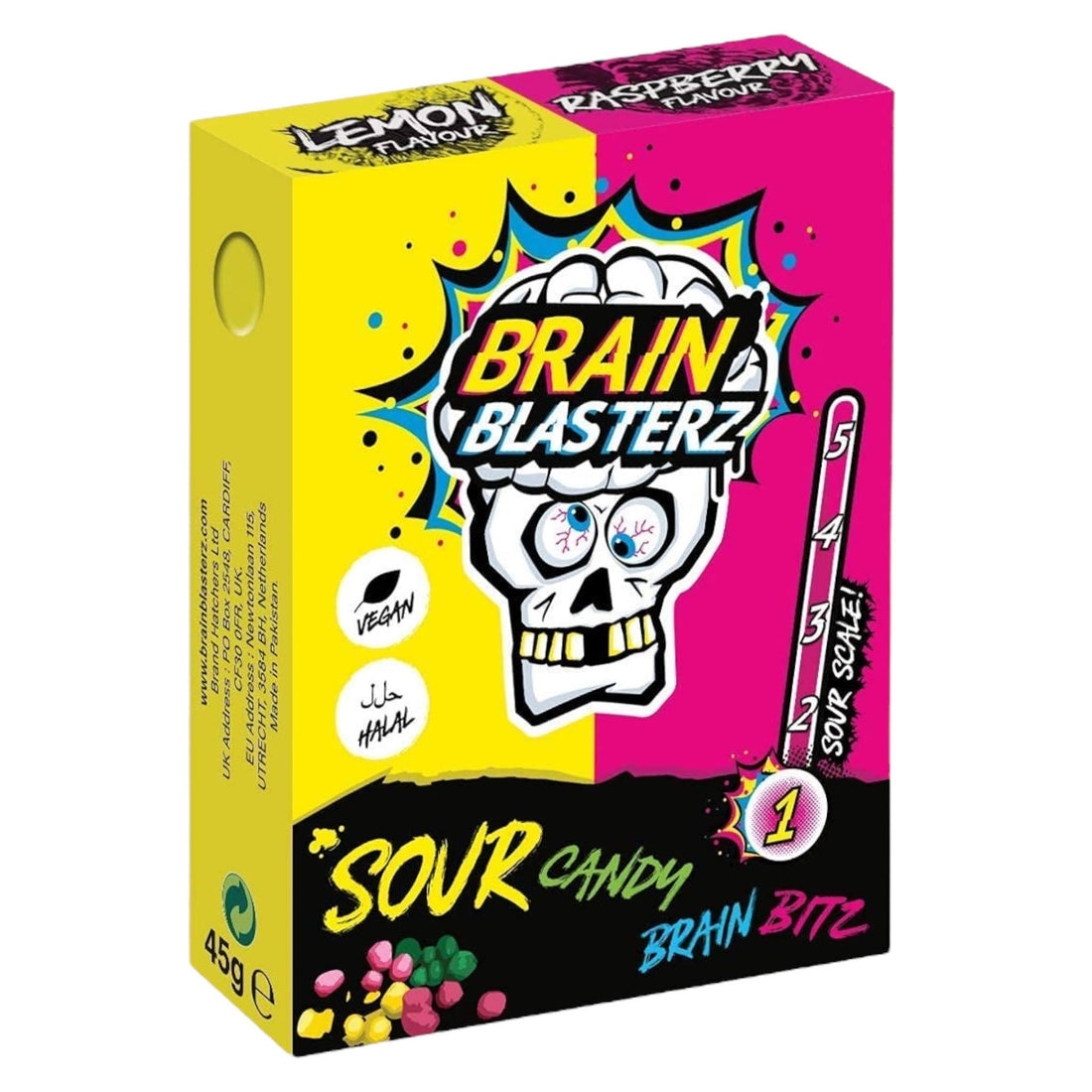 Brain Blasterz Brain Bitz - Lemon Raspberry Sour Candy (45g)