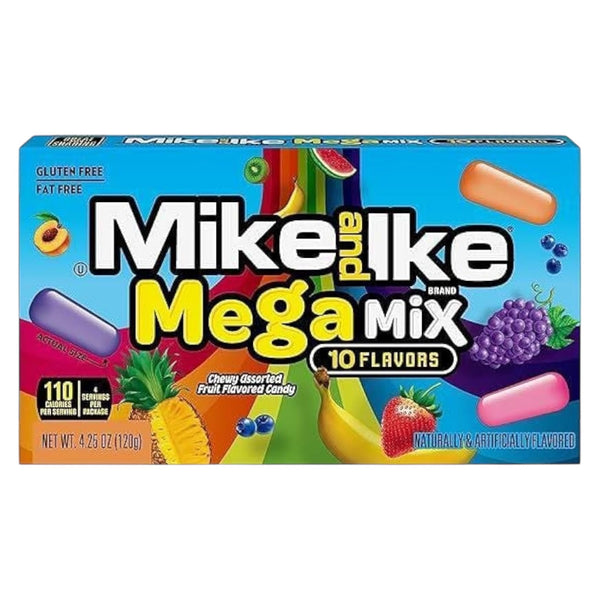 Mike and Ike Mega Mix – 10 Fruity American Flavours 120g Box