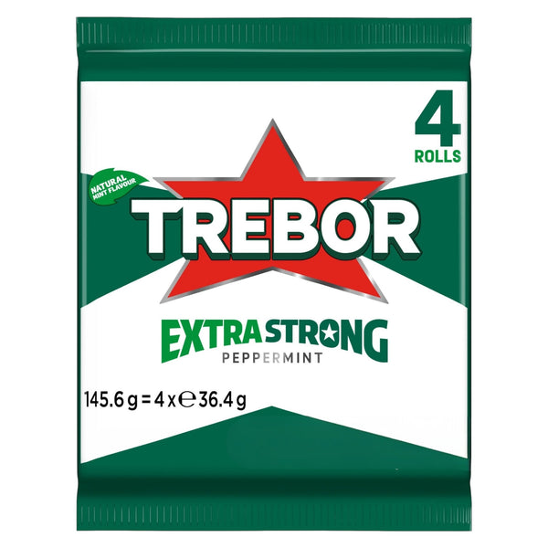 Trebor Extra Strong Peppermint Mints - 4 Roll Value Pack